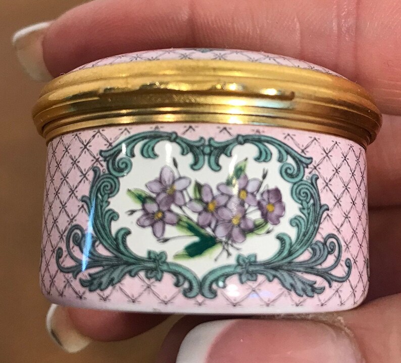 Halcyon Enamel Box for My Love English Enamel Pink Flowers - Etsy