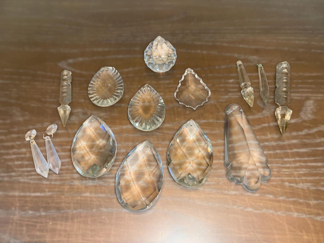 14 Antique Fancy Prisms, Antique Crystals Lot, Antique Chandelier Prism ...