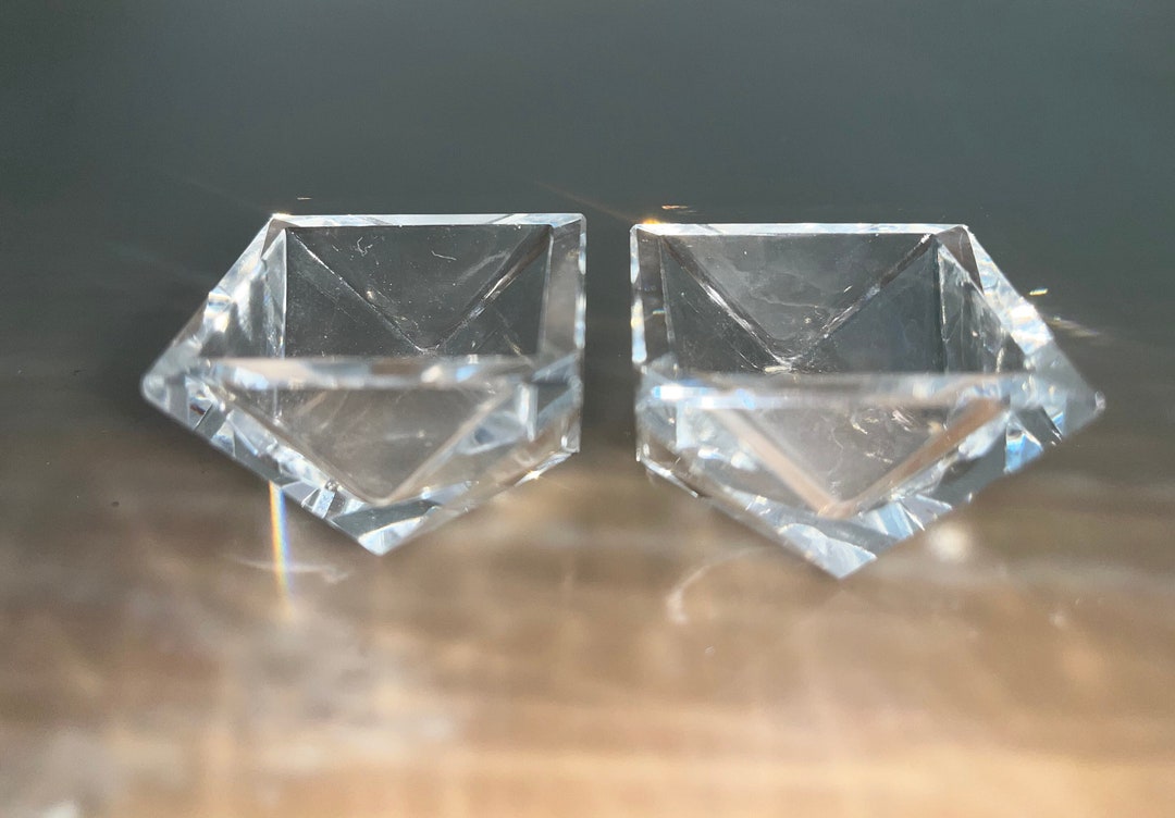 2 Square Glass Salt Cellar, Square Slanted Salt Cellars, Square Corner ...