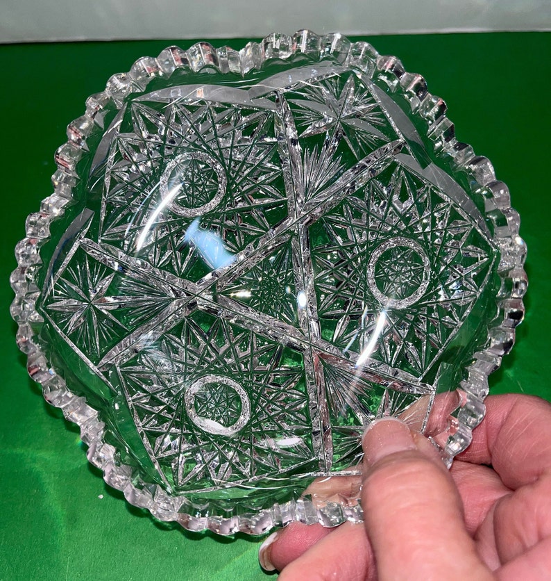 Antique American Brilliant Candy Dish, ABP Stars Cut Glass Dish ...