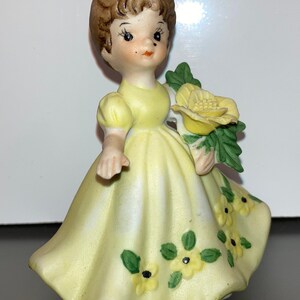 Vintage Japan Girl Figure, Vintage Porcelain Lefton Yellow Dress, Japan ...