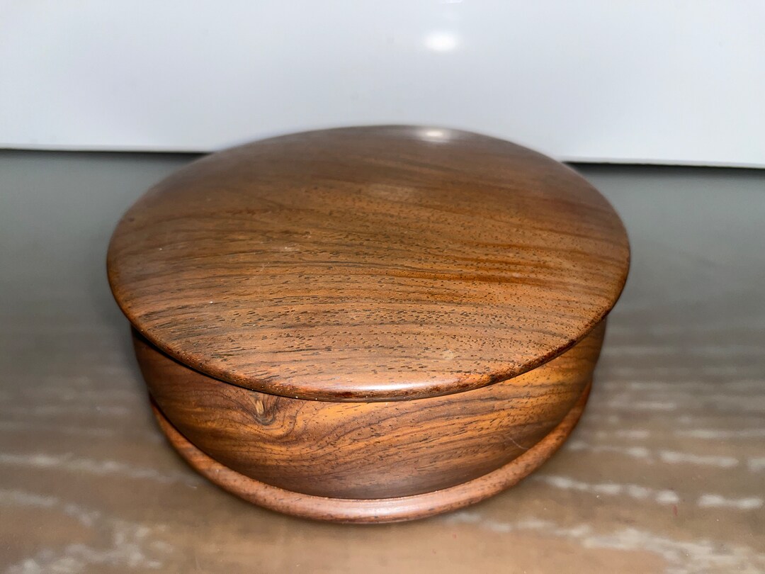 Vintage Wooden Box, Round Wooden Box, Vintage Round Redwood Box, Wooden ...
