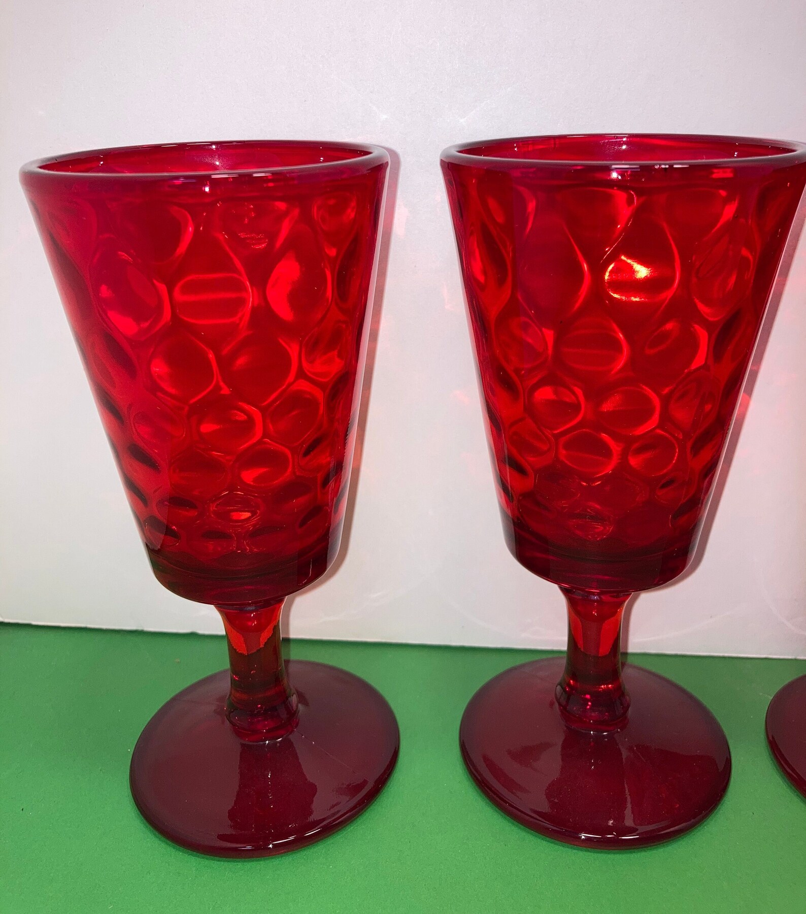 4 Vintage Ruby Red Water Goblets Vintage 7 Red Water - Etsy