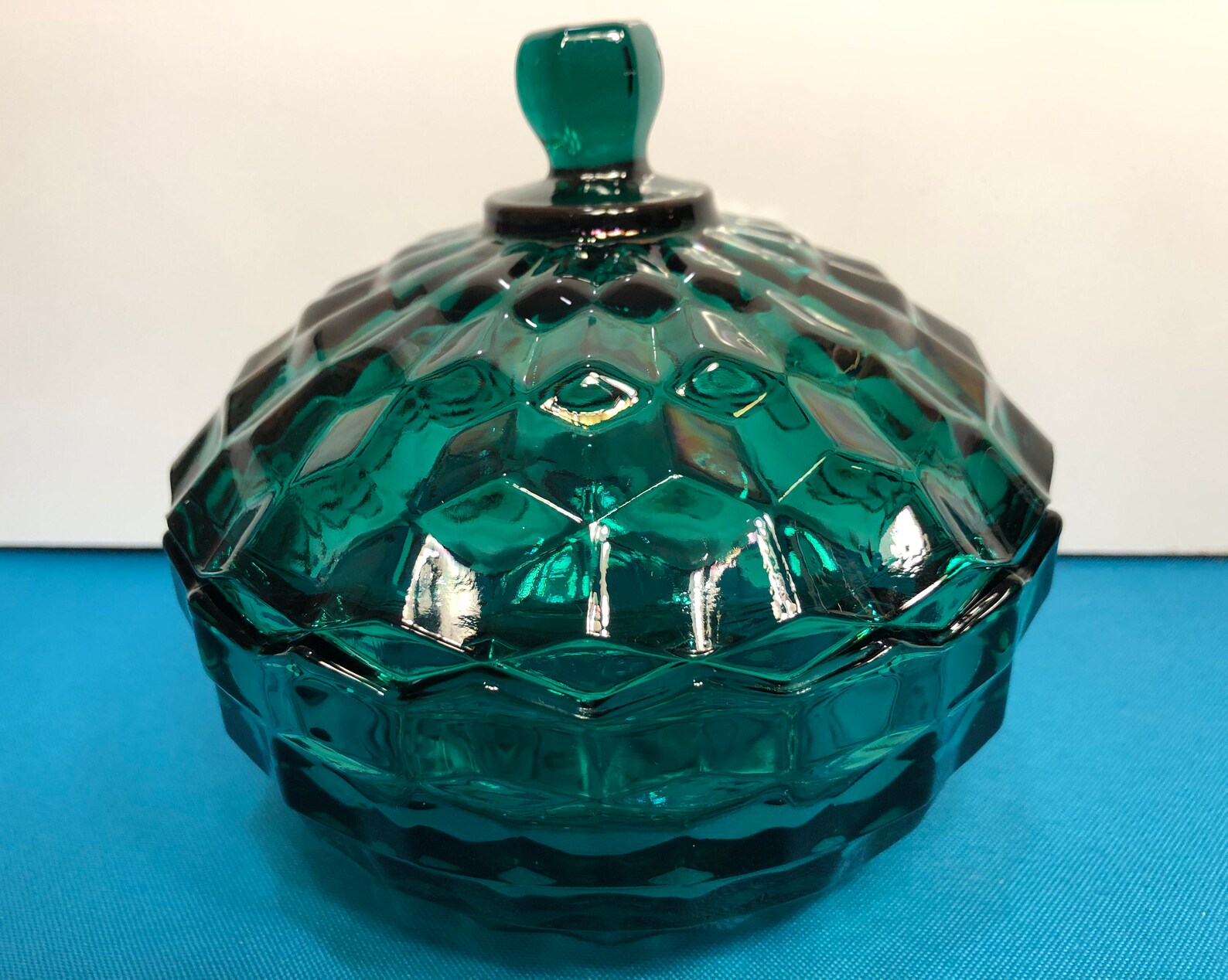 Vintage Fostoria Teal Green Covered Candy Fostoria American - Etsy