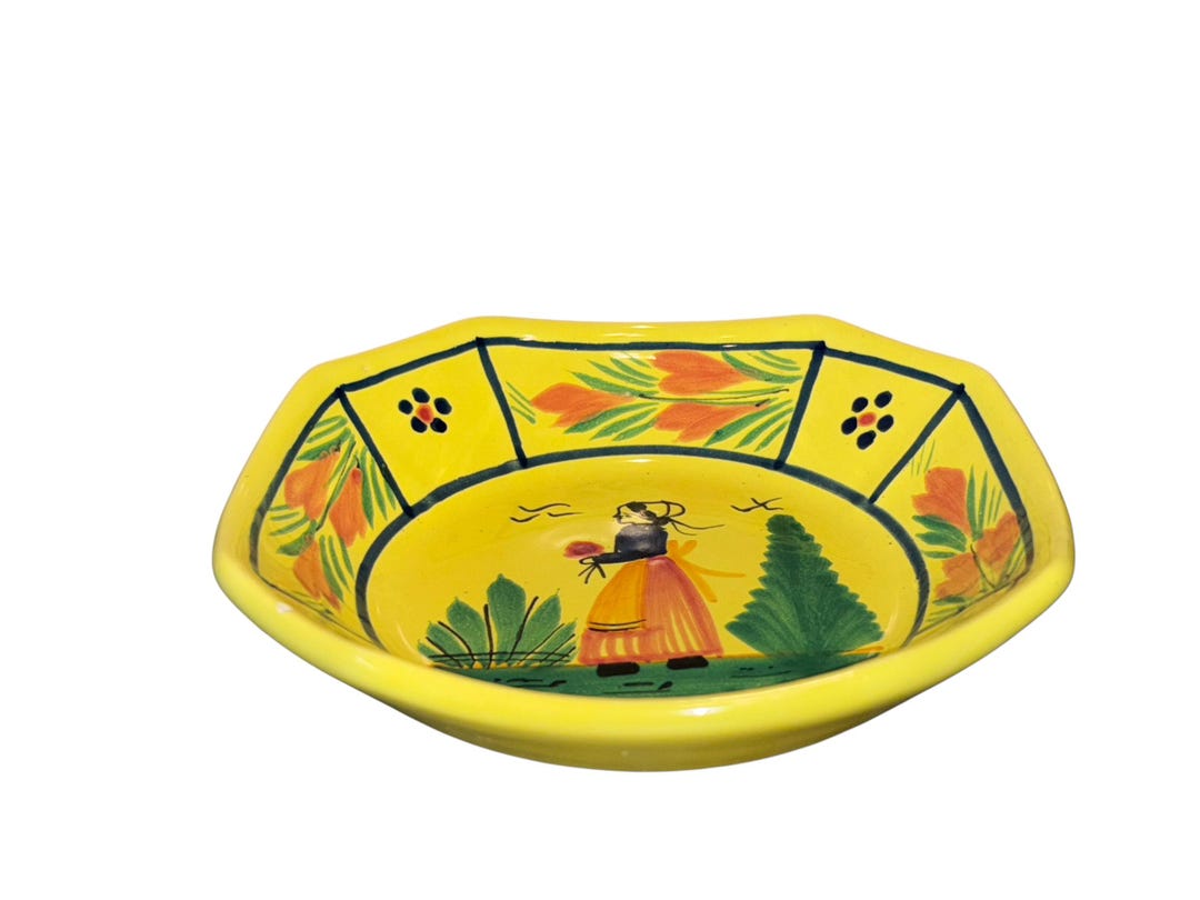 Vintage Henriot Quimper Soleil Yellow Berry Bowl, French Quimper 5 ...