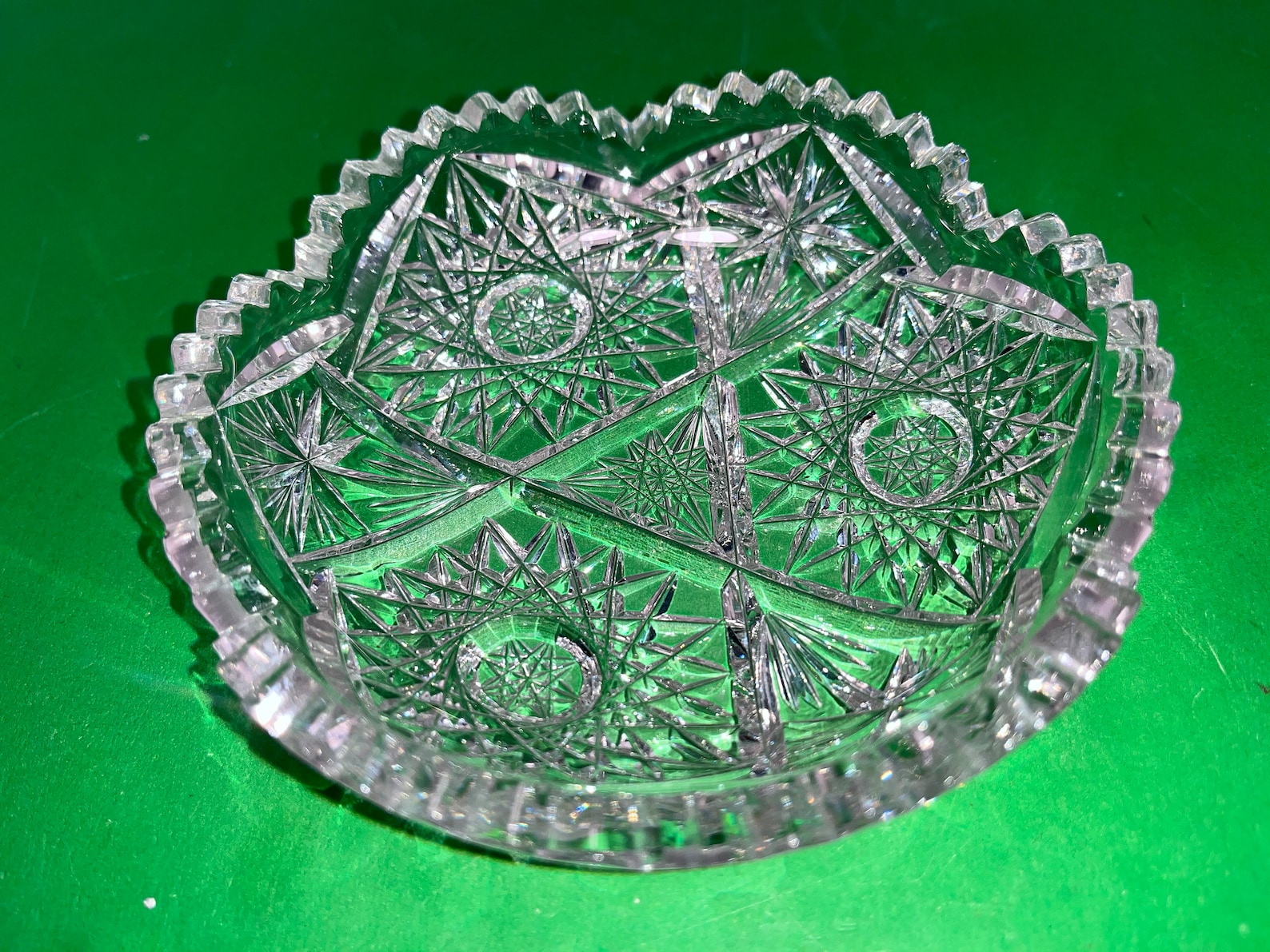 Antique American Brilliant Candy Dish, ABP Stars Cut Glass Dish ...