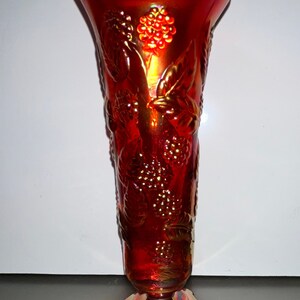 Fenton Raspberry Ruby Carnival Glass Vase, Fenton 7 1/2 Raspberry Vase ...