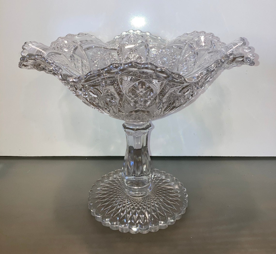 Vintage Imperial Glass Compote, Imperial 9" Tall Pedestal Bowl ...