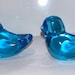 2 Mini Bluebird, Little Blue Bird Figure, Vintage Blown Glass Bluebird ...