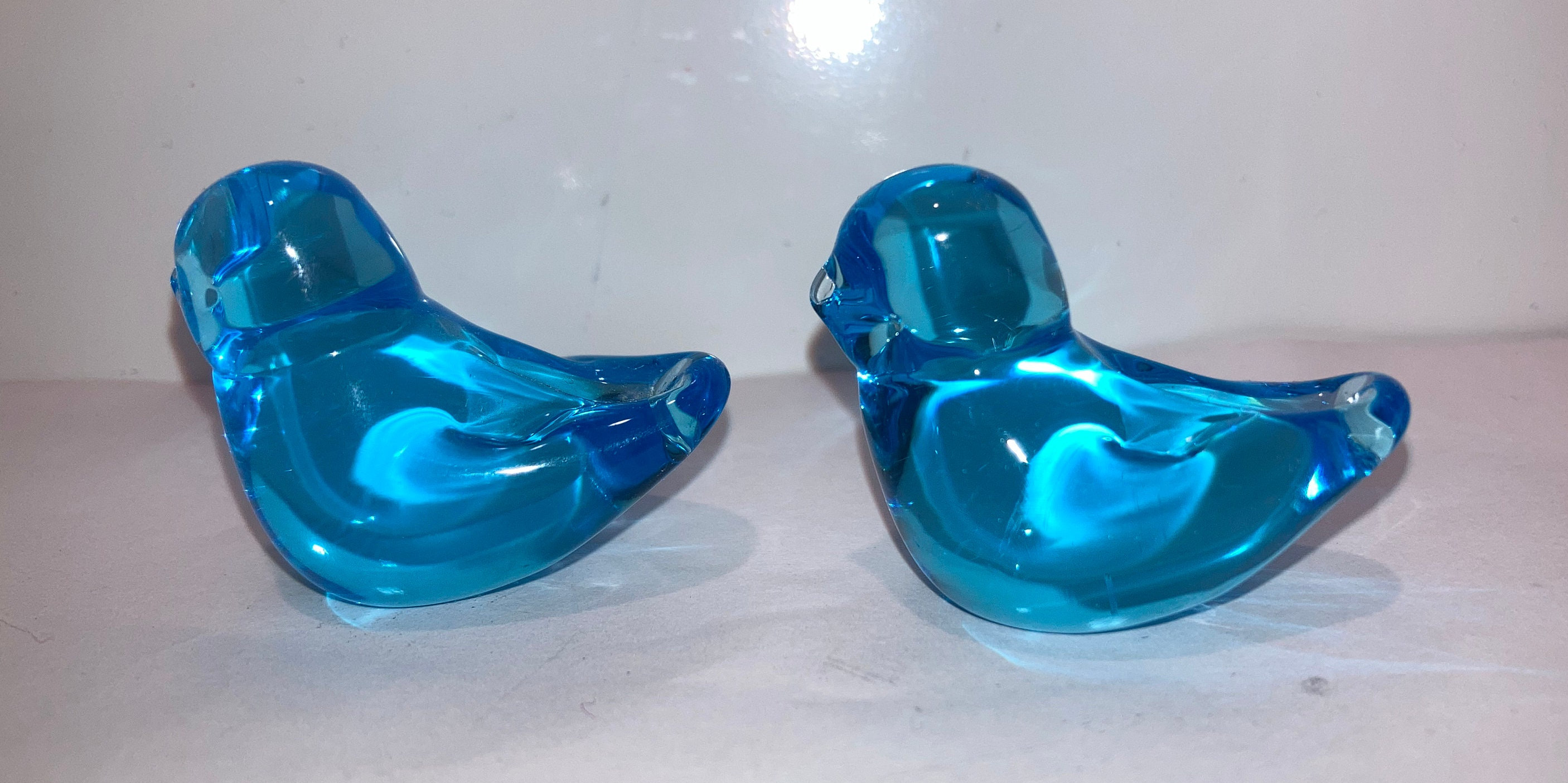 2 Mini Bluebird Little Blue Bird Figure Vintage Blown Glass - Etsy