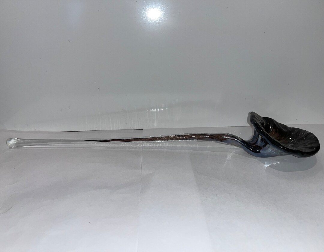 Vintage Glass 15" Flower Stem, Hand Blown Black Amethyst Glass Flower ...