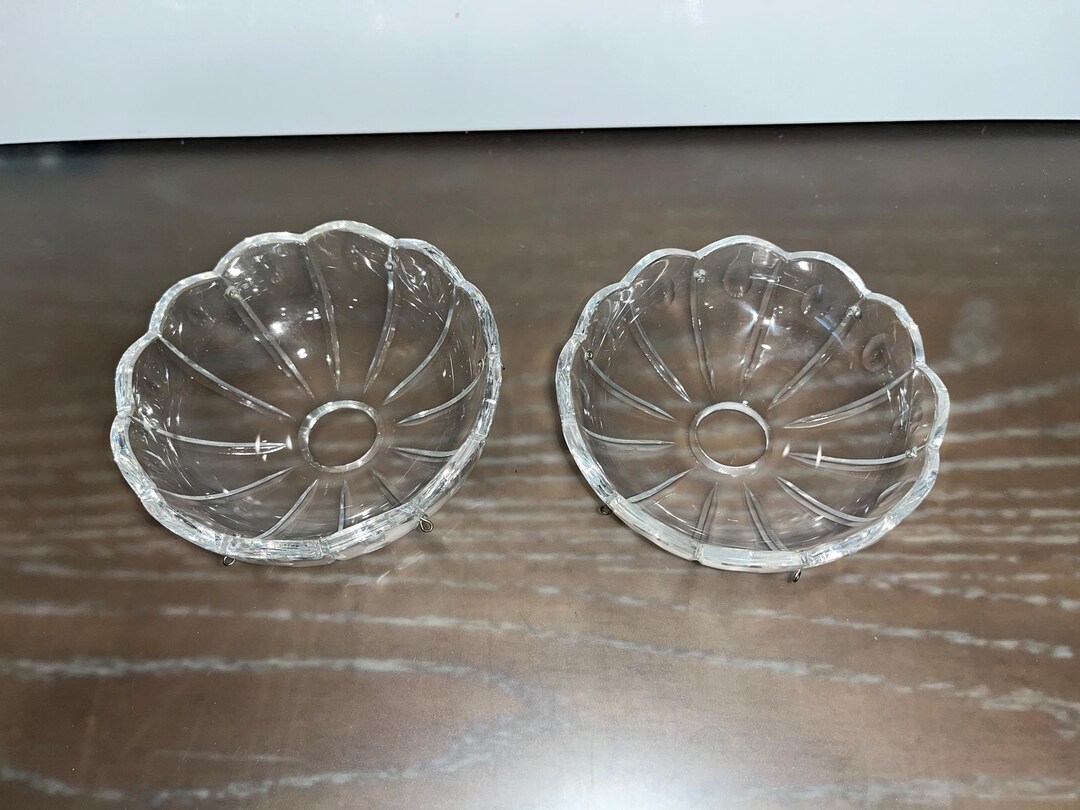 2 Antique Candle Drip Protector, Vintage Glass Bobeche, Vintage Candle ...