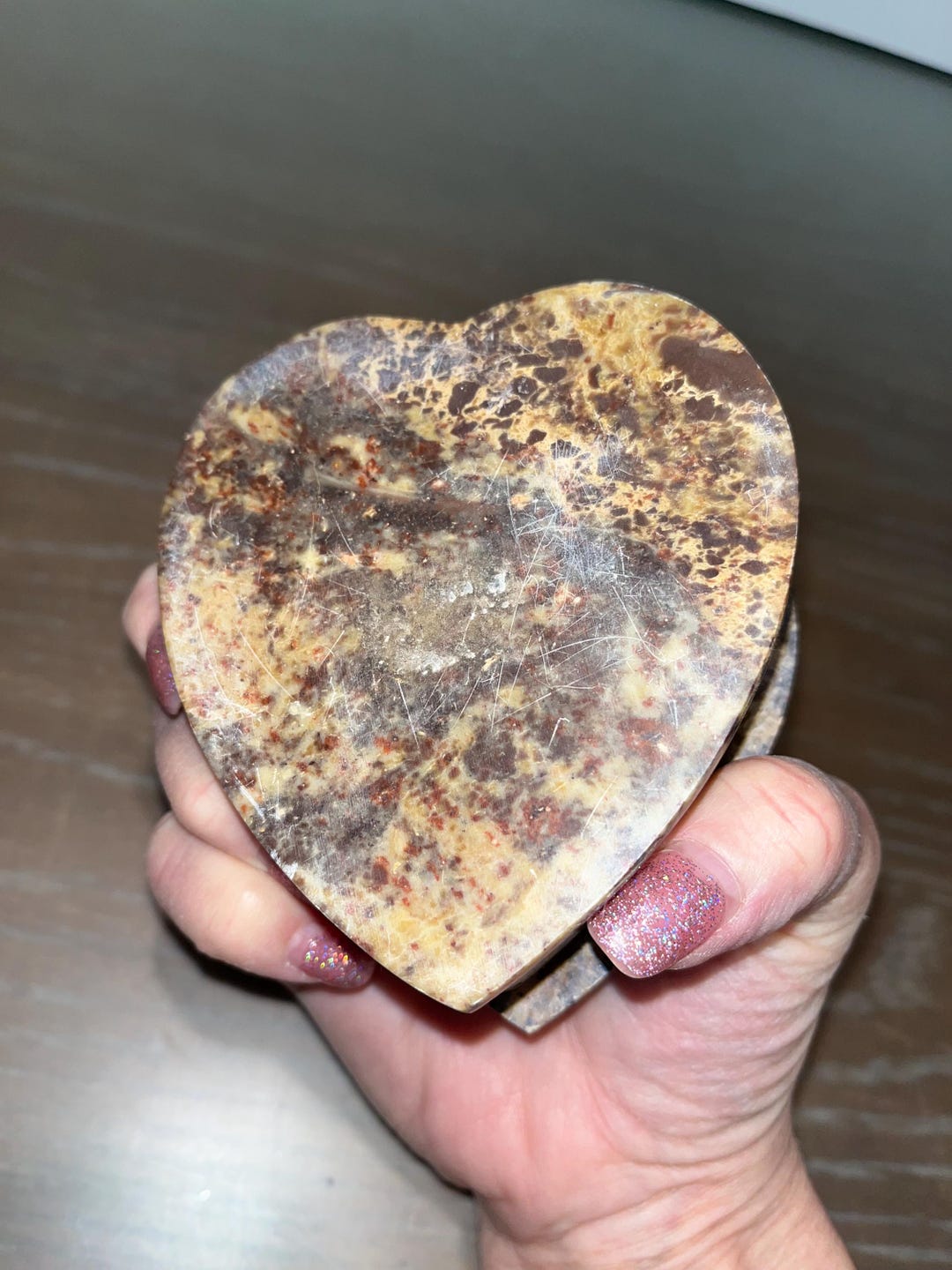 Vintage Carved Soapstone Heart Box, Stone Box Heart Box, 3 3/4" Carved ...