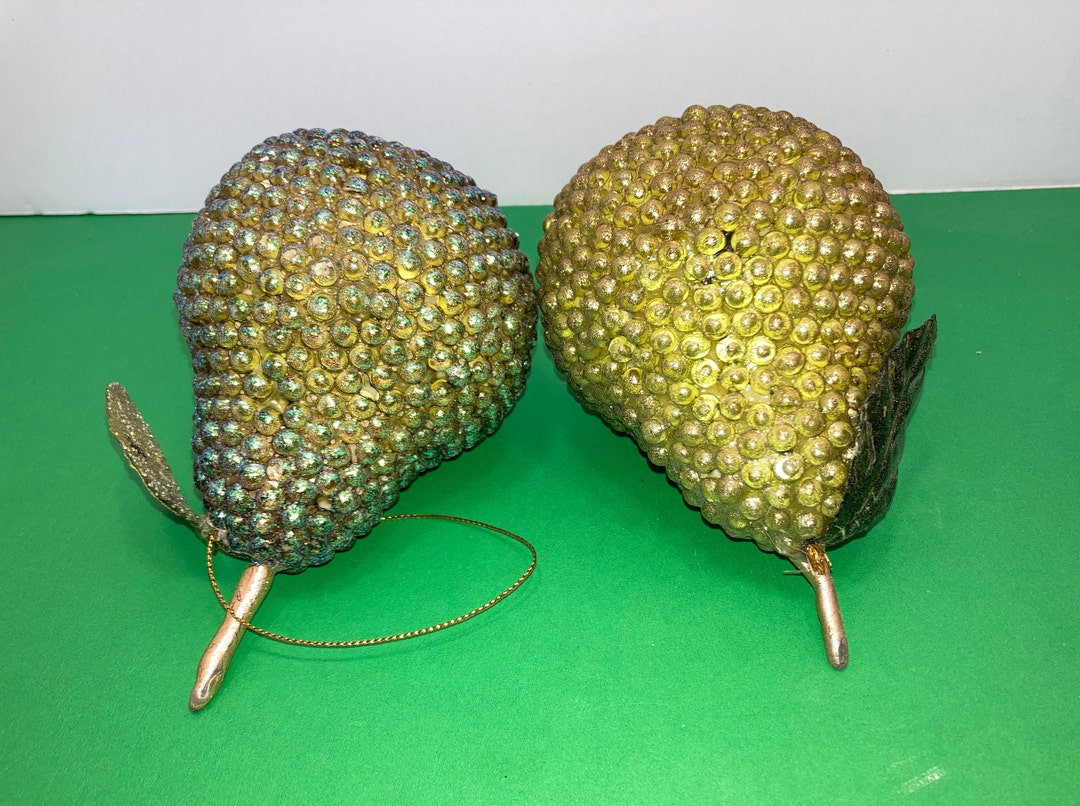 2 Piece Vintage Beaded Fruit, Beaded Pears, Beaded Iridescent Pear ...