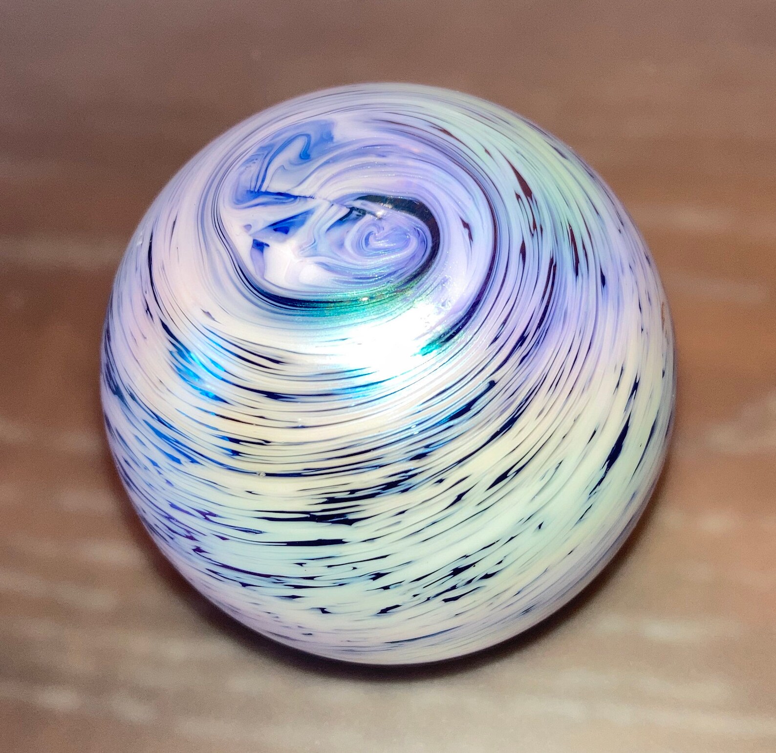 Studio Art Paperweight Iridescent White Cobalt Blue Paper - Etsy UK