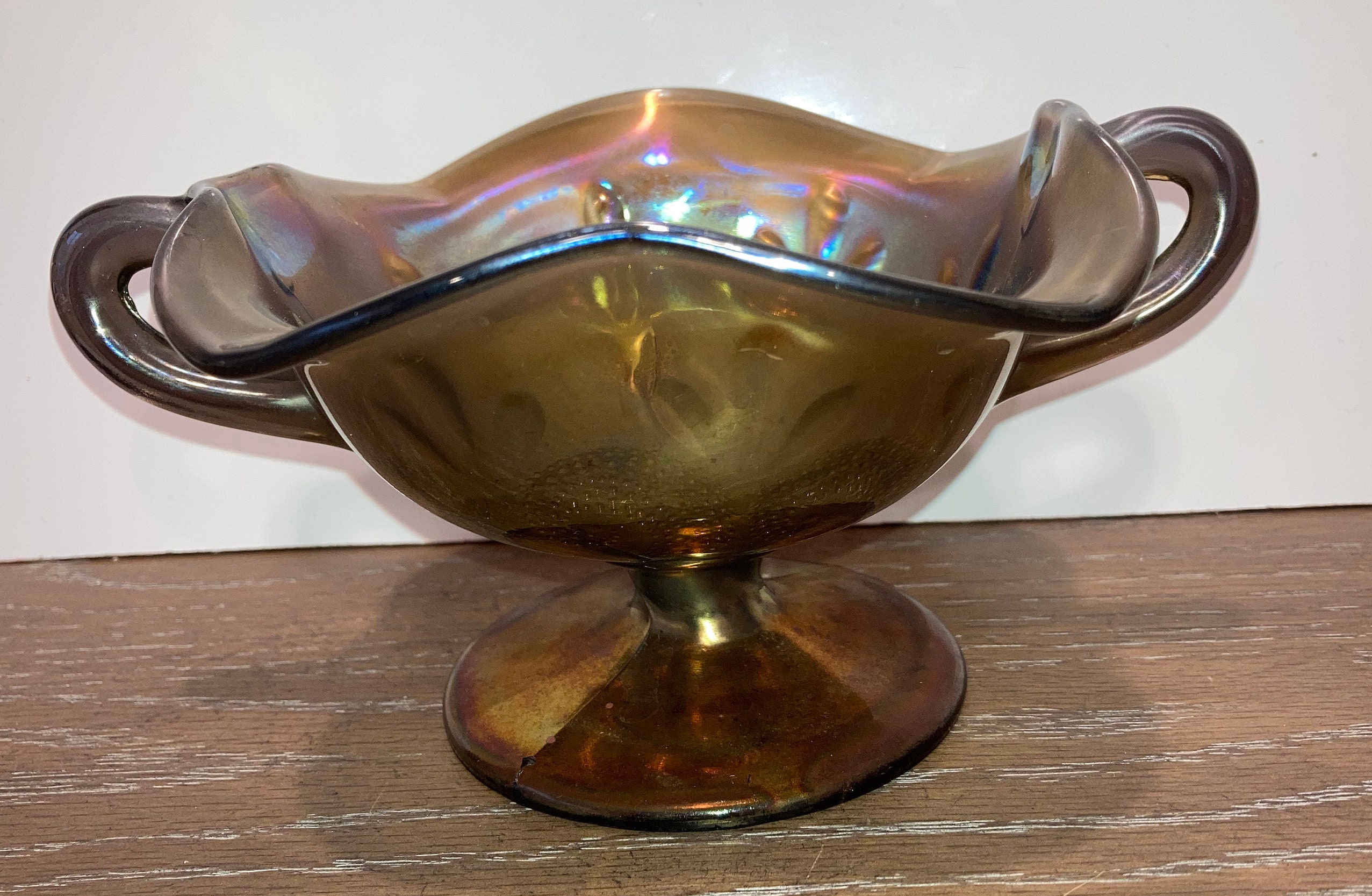 Antique Dugan Carnival Glass Antique 2 Handled Bon Bon Dugan | Etsy