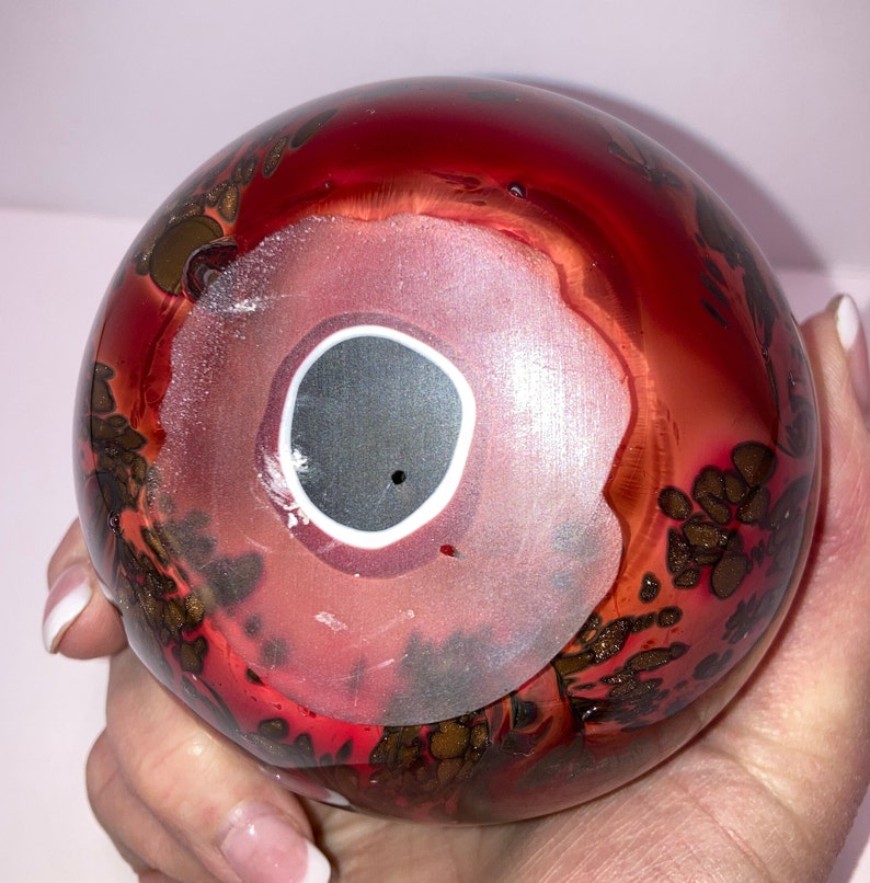 Red Black Encased Paperweight, Red Copper Glitter Paperweight, Red 3 1/ ...