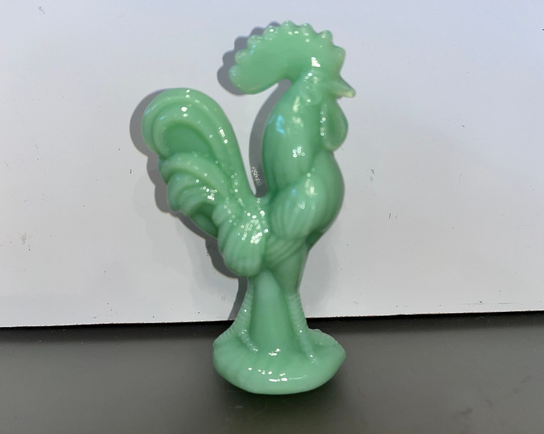 Vintage Jadeite Rooster Figure, Vintage Green Glass Rooster, 4 1/2 ...