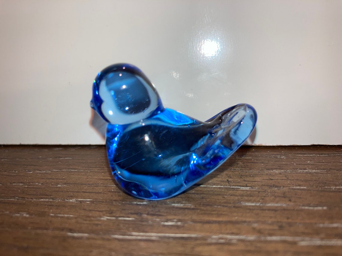 2 Mini Bluebird Little Blue Bird Figure Vintage Blown Glass - Etsy