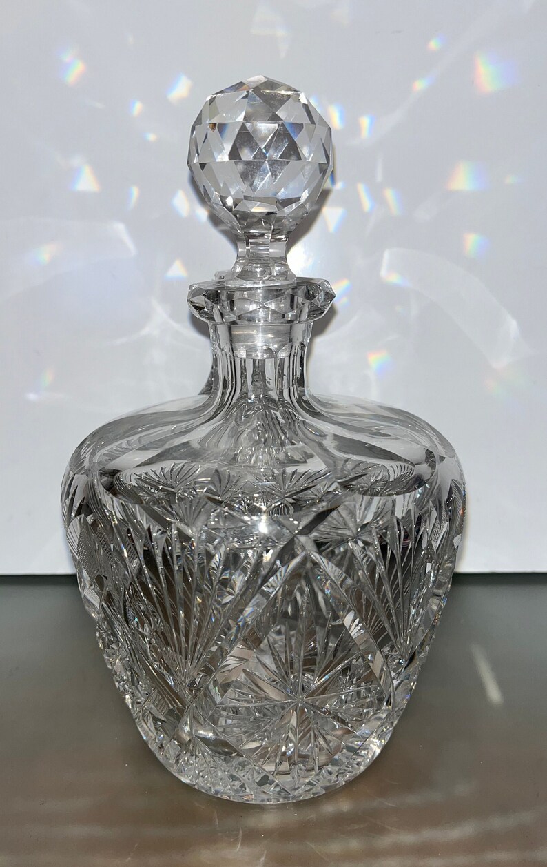 Antique American Brilliant Stars Decanter, Rare Brilliant Cut Glass ...