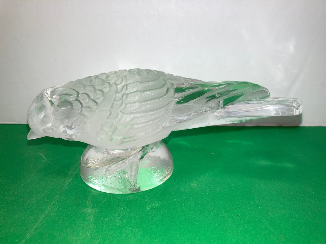 Vintage Frosted Bird Figure, Frosted Clear Bird on Round Base, 1930 ...