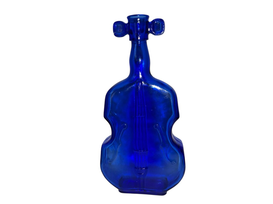 Vintage Blue Glass Vase, Vintage Violin Vase, Violin Bass Fiddle Vases ...
