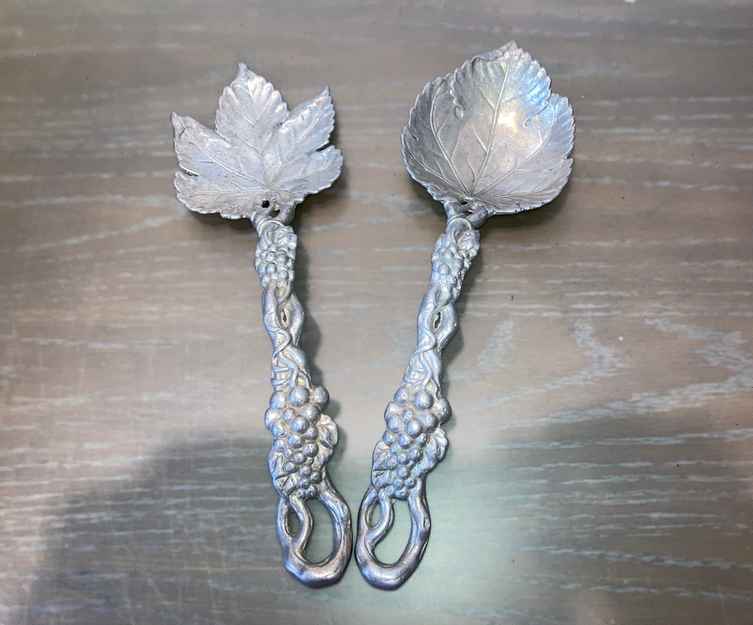 Vintage Arthur Court Serving Forks, Large Grape Leaf Salad Servers, 11 ...