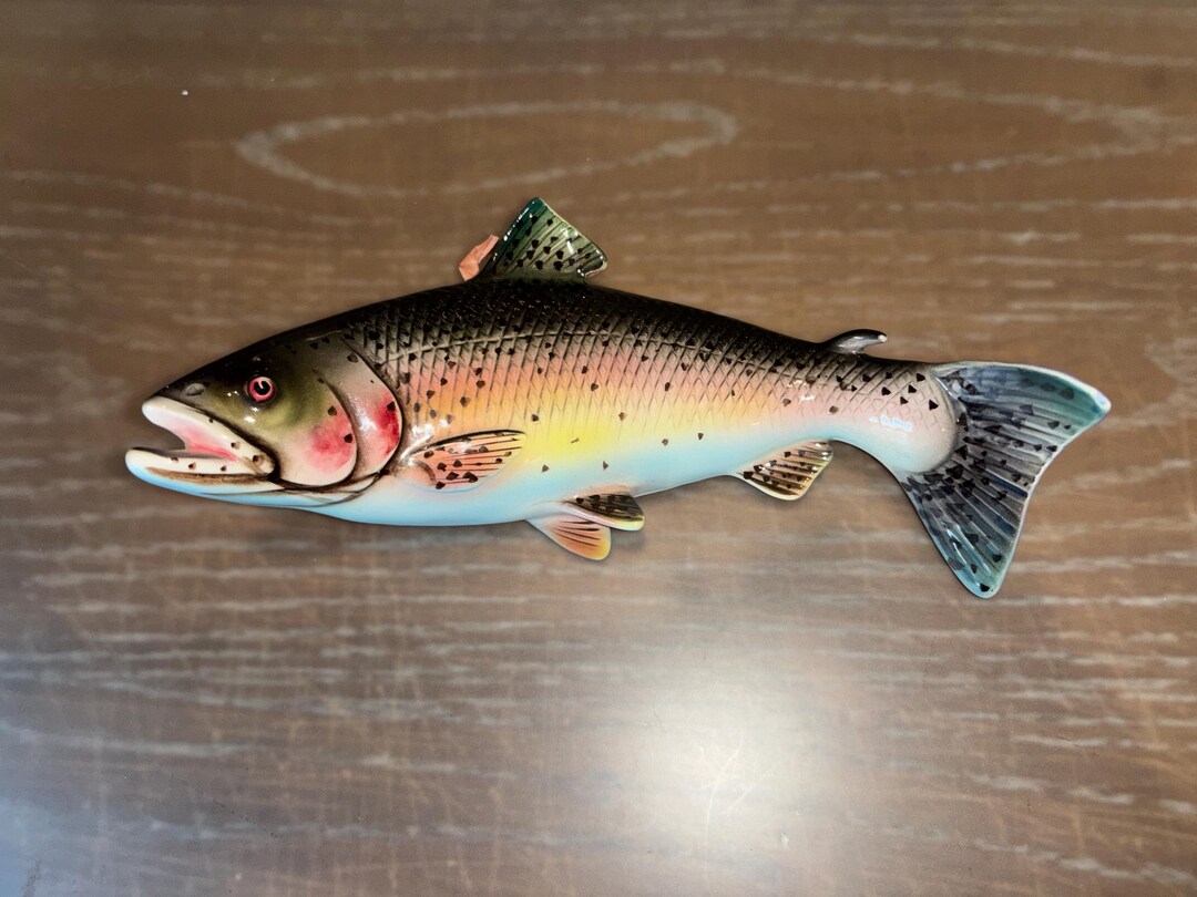 Mid Century Rainbow Trout Wall Pocket, 7 1/2" Rainbow Trout Wall Decor ...