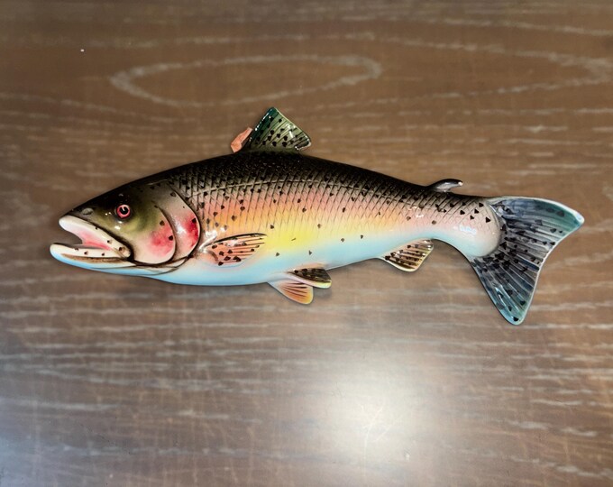 Mid Century Rainbow Trout Wall Pocket, 7 1/2" Rainbow Trout Wall Decor ...