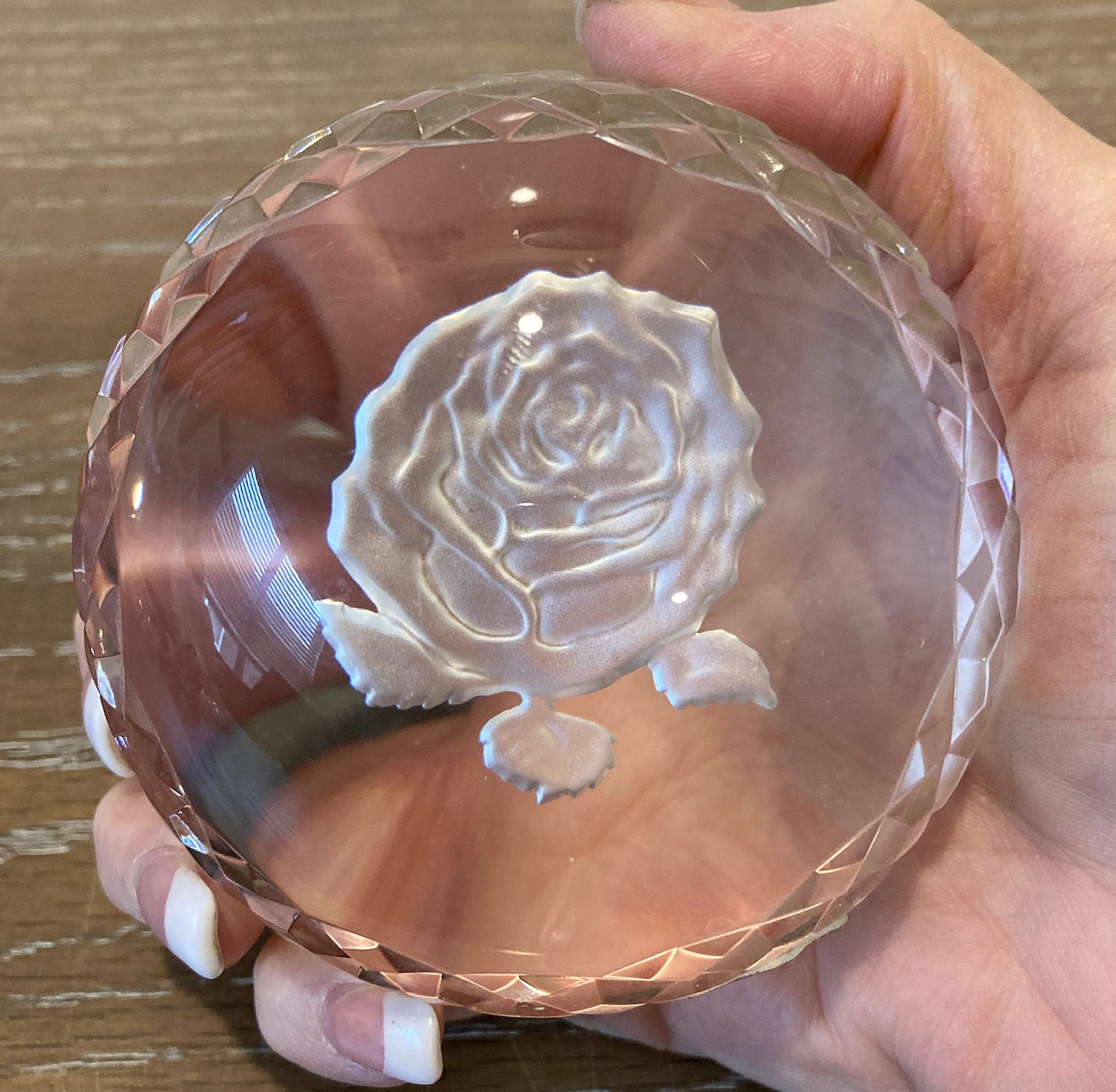 Waterford Etched Rose Paperweight Waterford Domed Lismore - Etsy