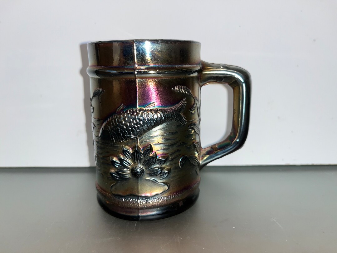 Antique Dugan Carnival Glass Mug, Antique Dugan Carnival Glass Fish Mug ...