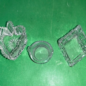 3 Cut Glass Salt Cellars, APB Cut Glass Spade Shape Salt Cellars ...