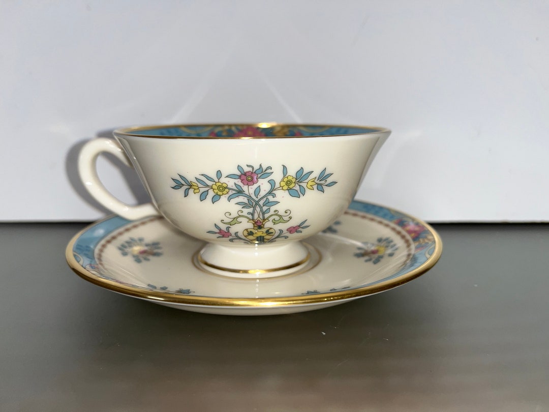 Lenox Blue Tree Cup and Saucer, USA Lenox Tea Cup With Saucer, Lenox ...