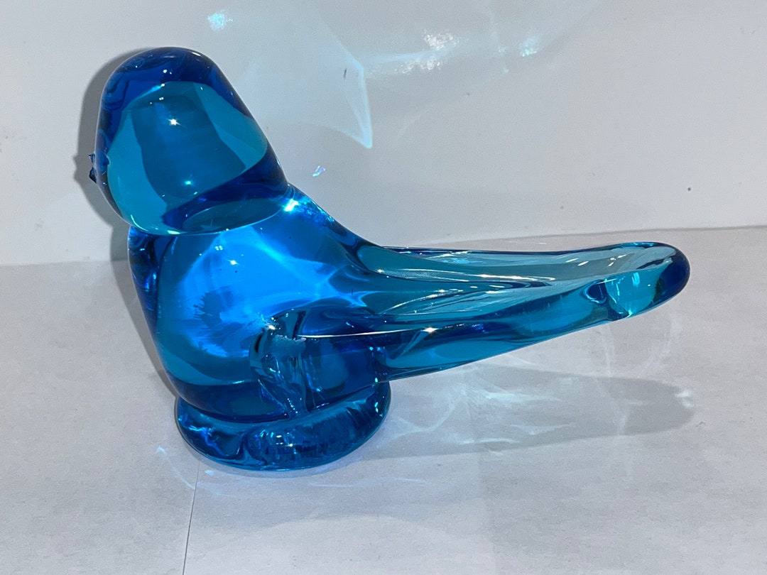 Large Turquoise Glass Bluebird CHIP BEAK, Blue Bird of Happiness ...