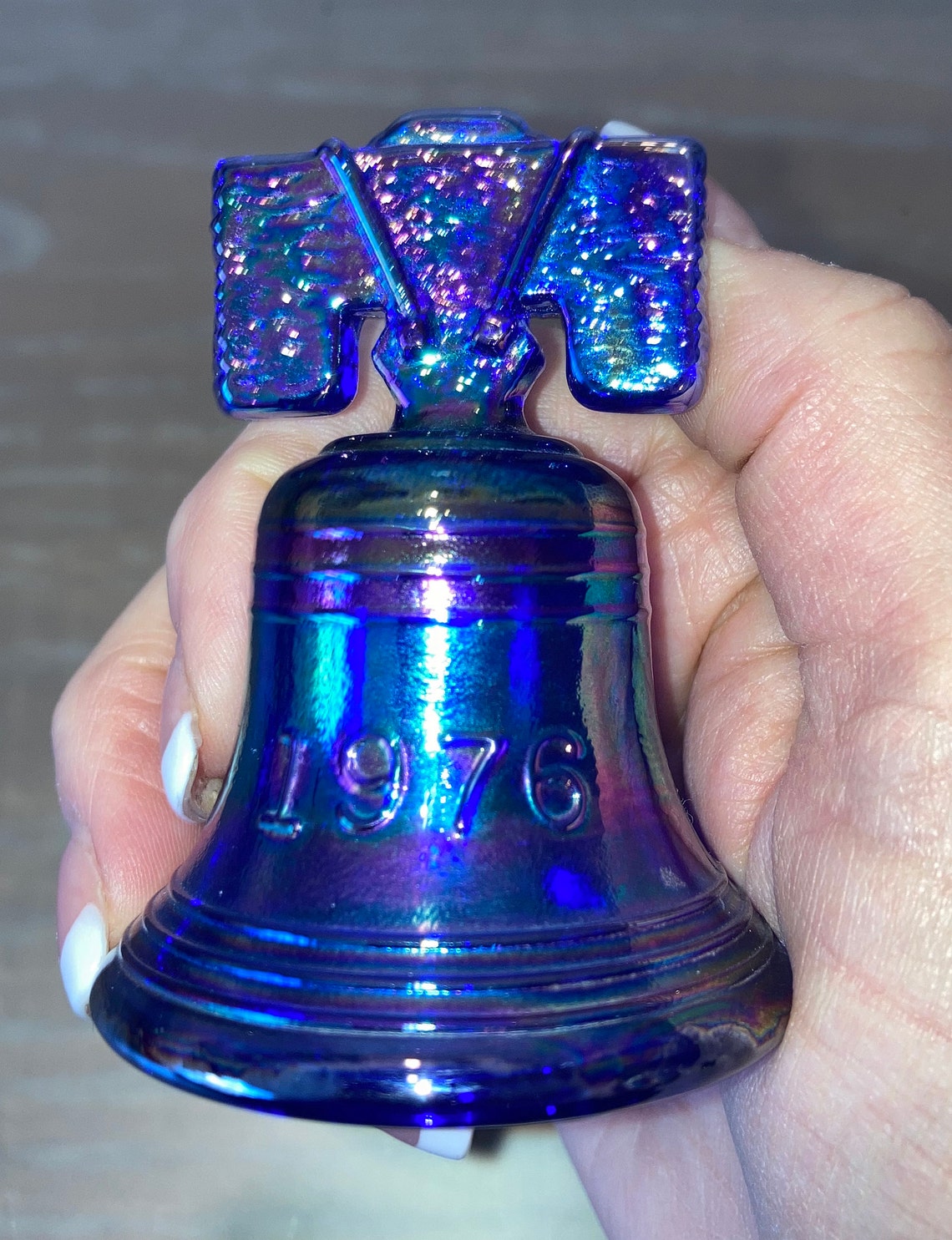 Joe St Claire Patriotic Paperweight Vintage Iridescent Blue - Etsy