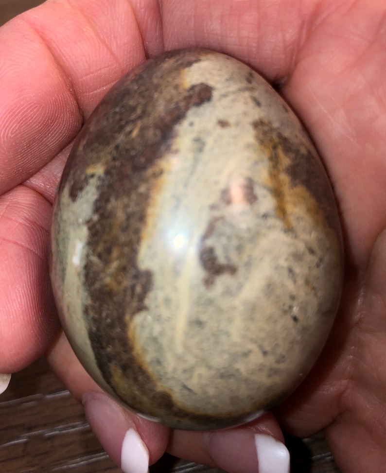 Stone Egg Brown Beige, Hand Cut and Polished Rock Egg, Natural Stone ...