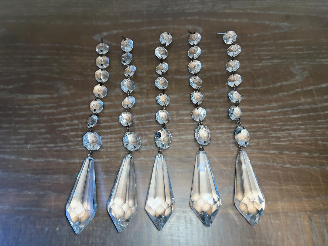 5 Pcs of Antique Crystal Prism Sets, 9 1/2" Chubby Crystals Points, 8 ...