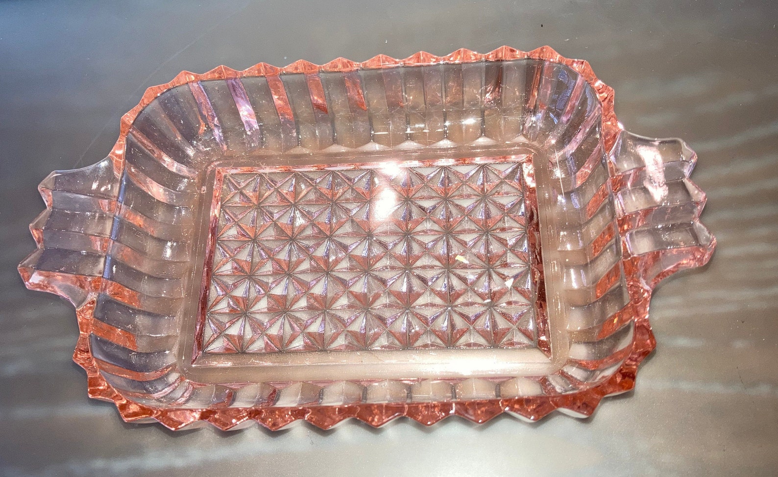 Vintage Pink Depression Glass Tray Small Beautiful Soft Pink Etsy