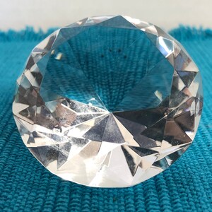 Vintage Glass Diamond Paperweight, Diamond Paperweight, 3" Round Cut ...