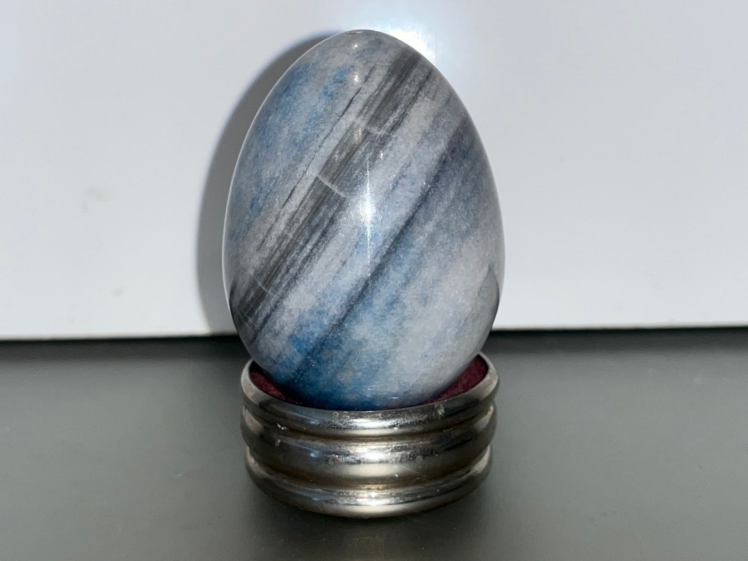 Vintage Blue Granite Egg, Marble Granite Blue Gray Egg, Vintage Hand ...