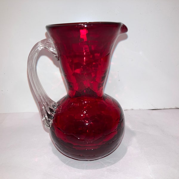 Red Glass Pitcher - Etsy