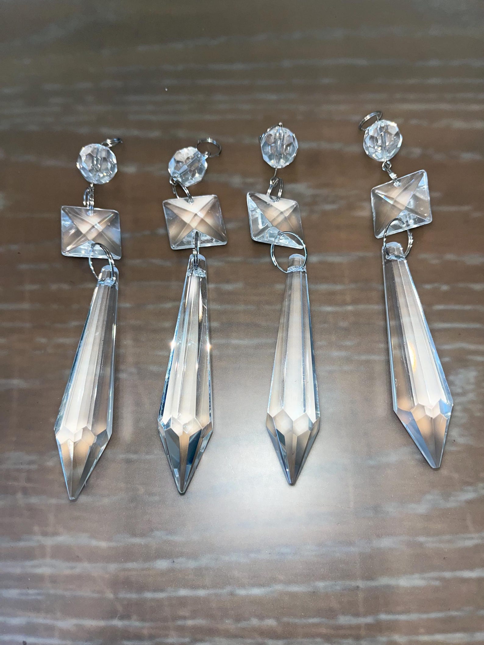 4 Sets of Crystal Prisms, 5" Linked Prism Sets, Square Crystals, Round ...