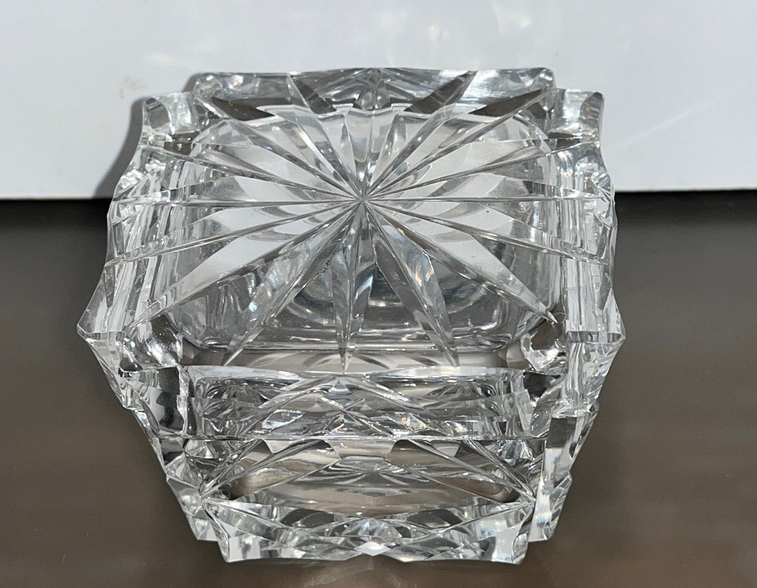Vintage Cut Crystal Trinket Box, Vintage Square Cut Crystal Trinket Box ...