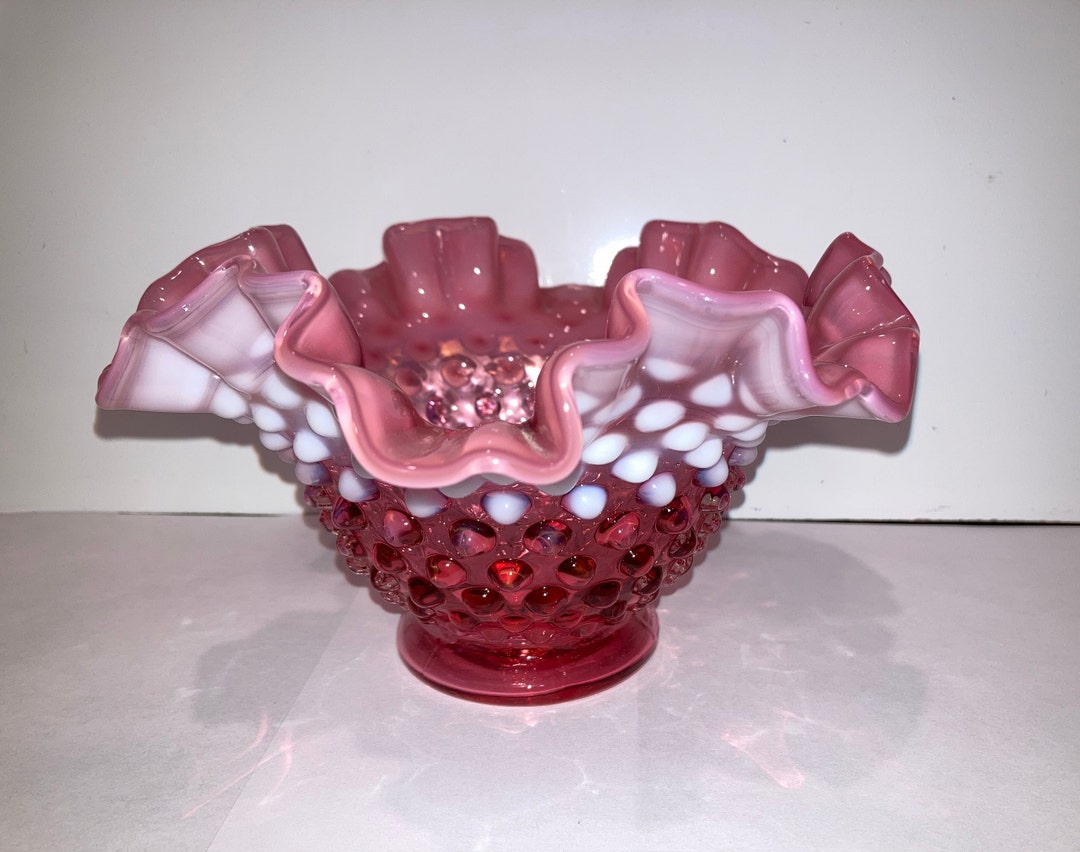 Fenton 1940 Cranberry Opalescent Hobnail Bowl, Fenton Hobnail Cranberry ...