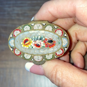 Mid Century Micro Mosiac Box, Italian Gold Tone Mosaic Trinket, Italian ...