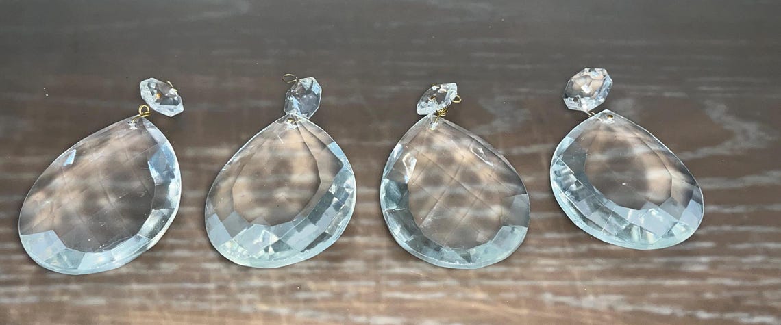 4 Prism Sets, 4" Teardrop Crystal Sets, Faceted 3" Oval Prisms, Antique ...