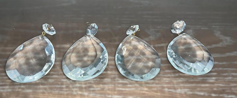 4 Prism Sets, 4" Teardrop Crystal Sets, Faceted 3" Oval Prisms, Antique ...