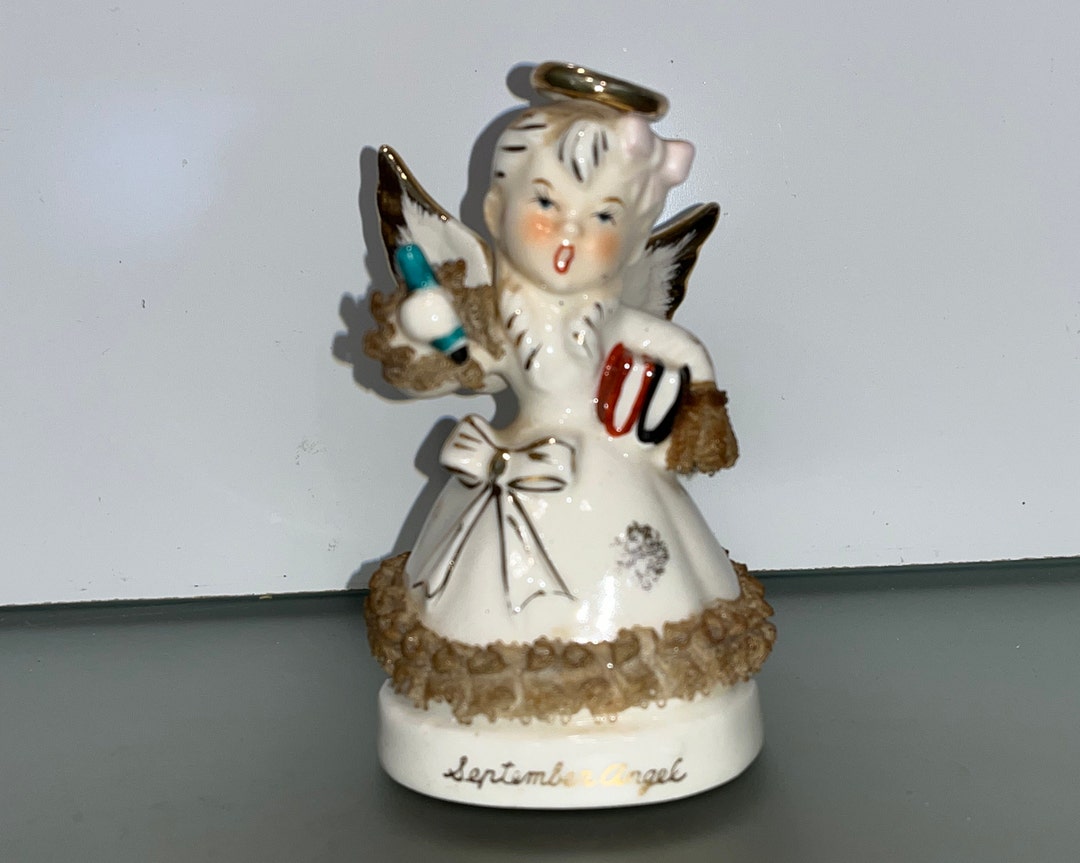 Vintage Japan September Angel, Ceramic Spaghetti Angel, School Girl ...