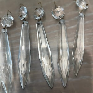 8 Sets of Antique Crystal 3 3/4" Prisms, Antique Crystals Lot ...