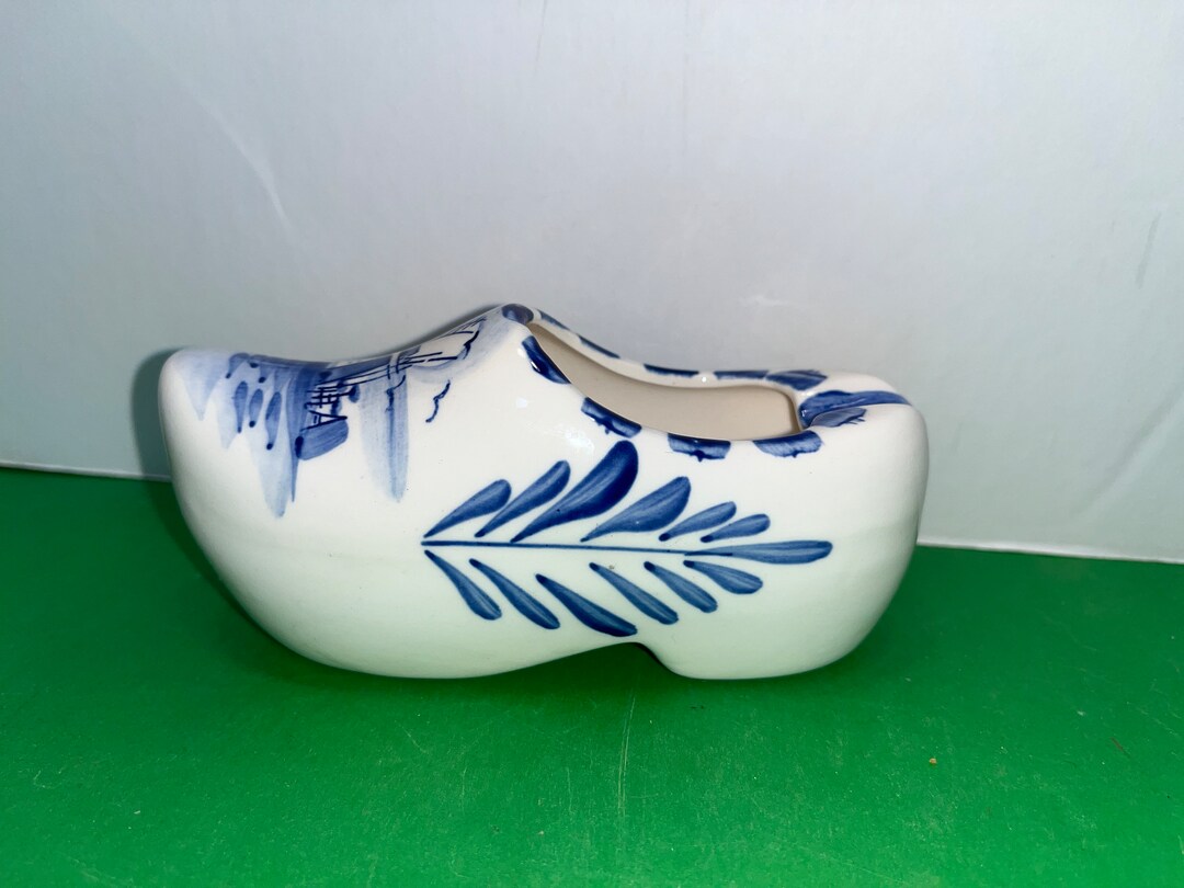 Vintage Blue Delfts Clog, Delfts Blue White Shoe, 5" Blue White Delft ...